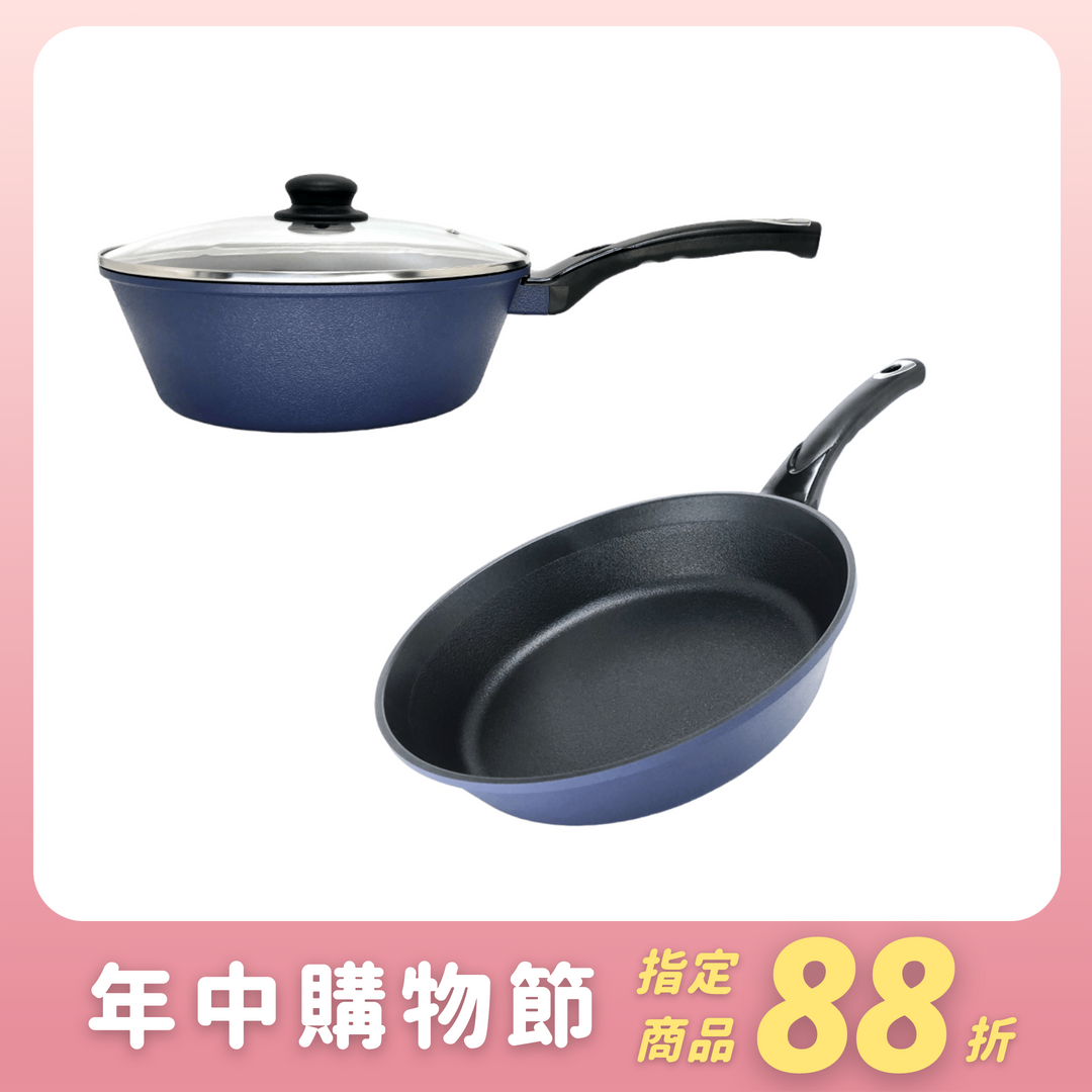 【義大利CUOCO】專利石墨烯S2-小帥鍋28cm(附蓋)+平底鍋30cm